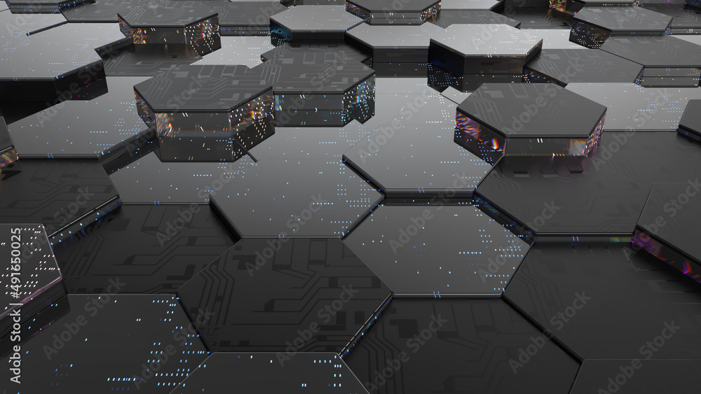 3d abstract technology black background. Abstract concept data center ...