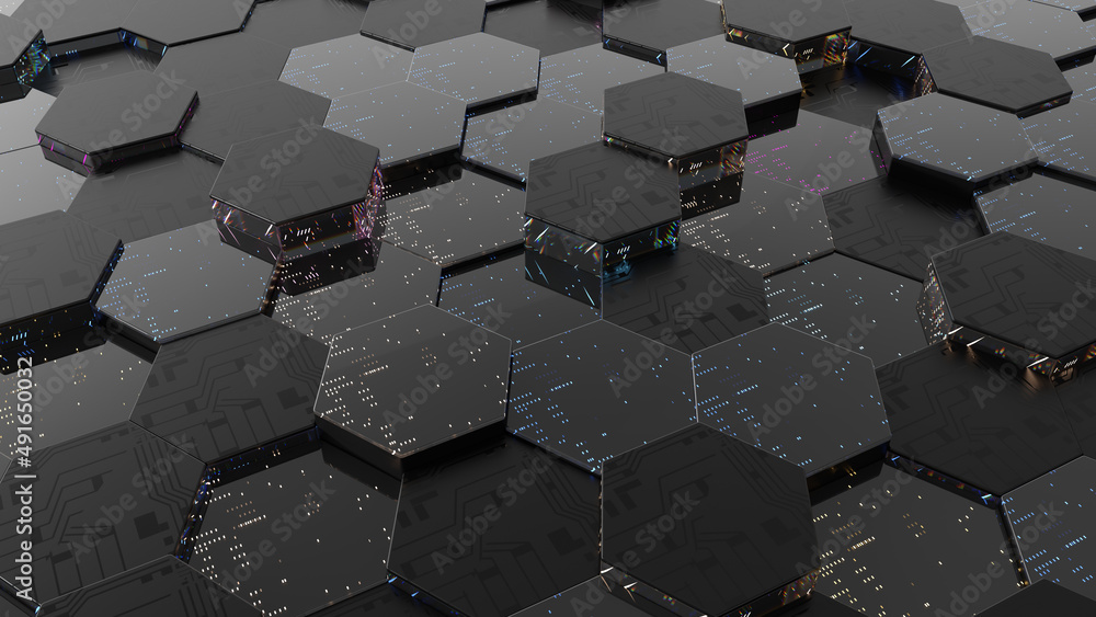 Illustrazione Stock 3d abstract technology black background. Abstract ...