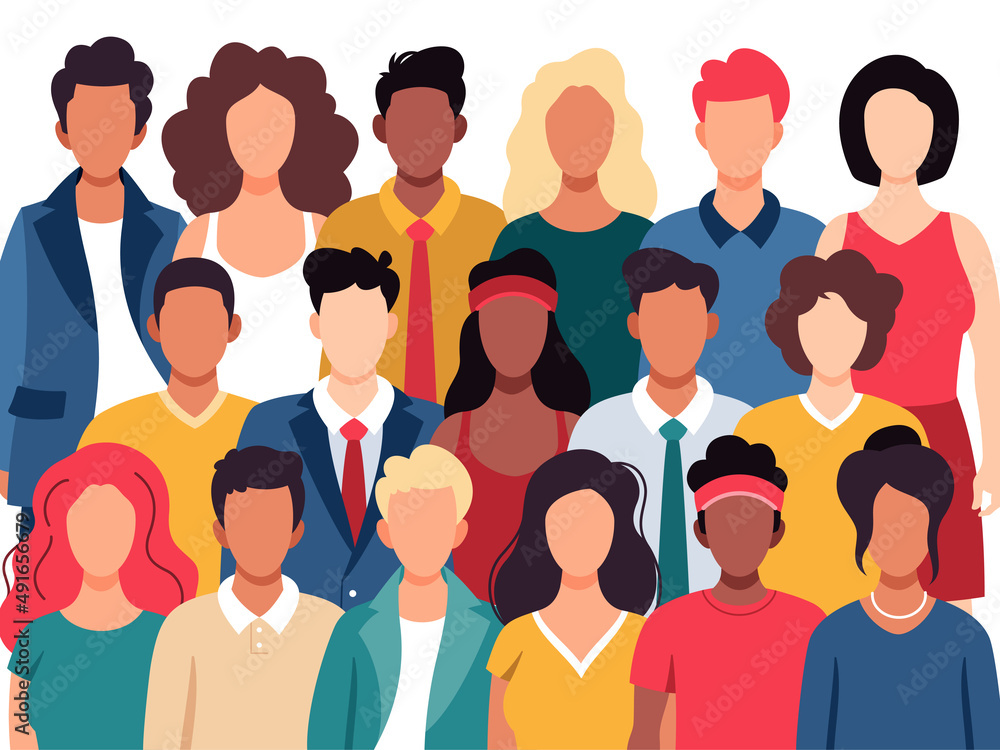 Vector Illustration Of Group Of People Of Different 3,808 Large Group