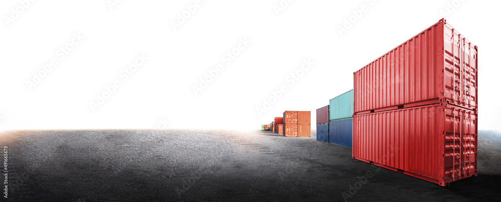 Containers box isolated on white background from cargo freight ship in ...