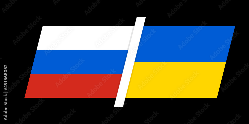 Russia vs Ukraine. War in Ukraine. Stop the war. Russian flag and ...