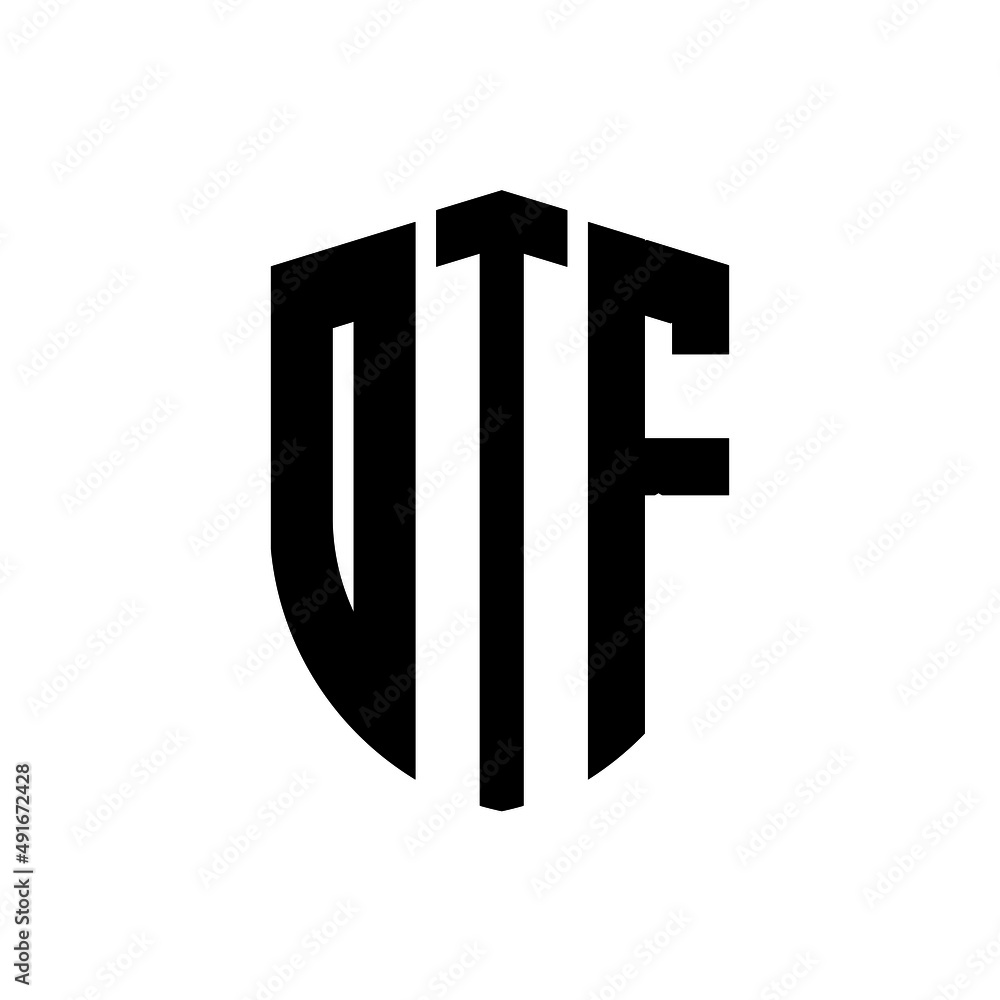OTF letter logo design. OTF modern letter logo with black background ...