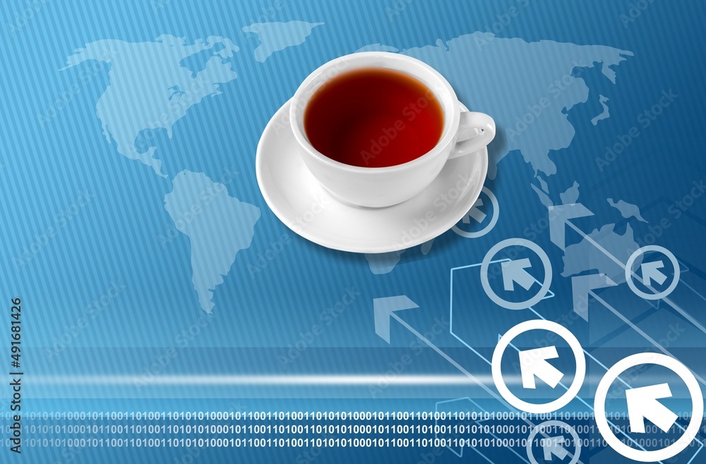 International Tea day. Tea on world map concept. Design for social ...
