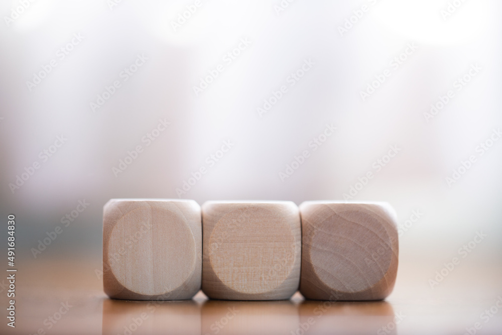 3 blank wood cube mock up in horizontal shape on isolated background ...