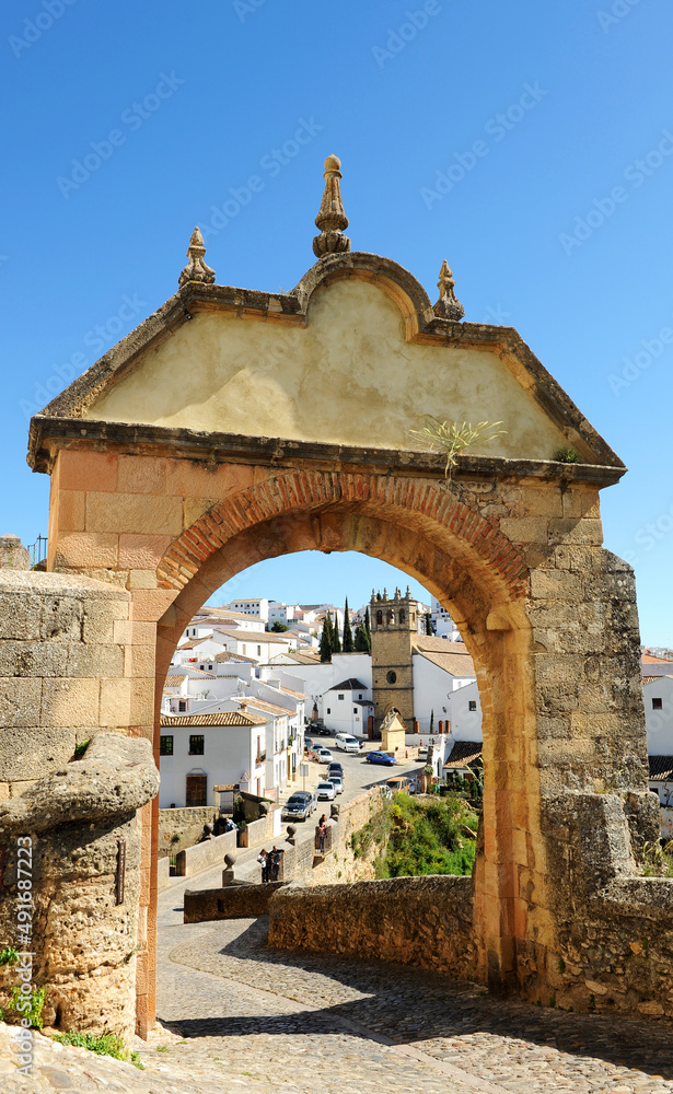 Gate and Arch of Philip V in Ronda, Malaga province, Andalusia, Spain ...