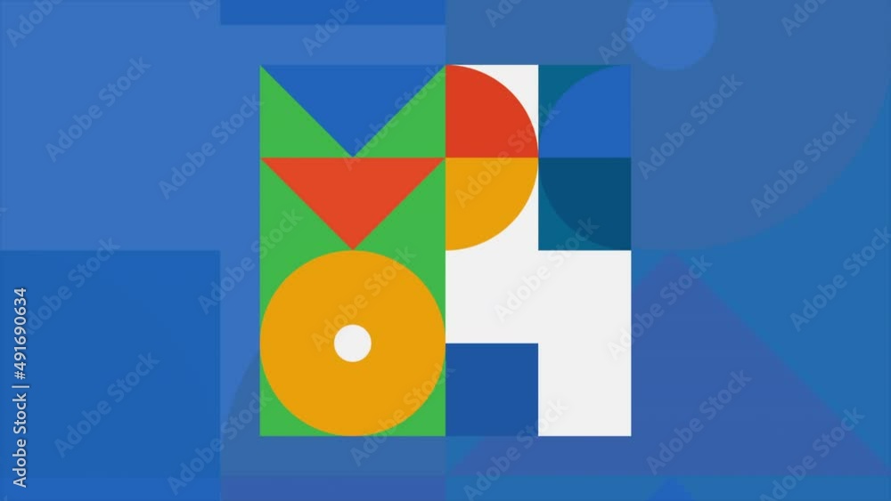 Square with moving geometric shapes. Motion. Stylish animation with ...