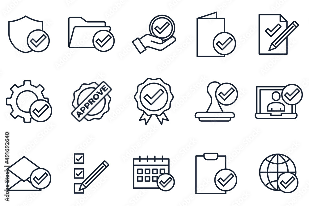 set of approve elements symbol template for graphic and web design ...