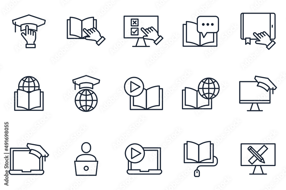set of Online education elements symbol template for graphic and web ...