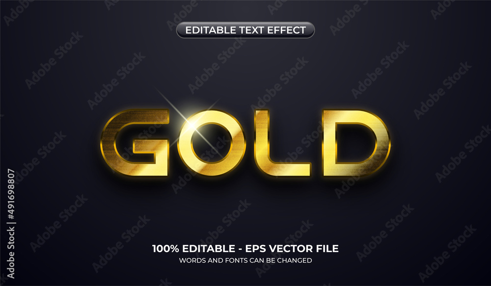 Realistic gold text effect. Luxury three-dimensional bold text with ...