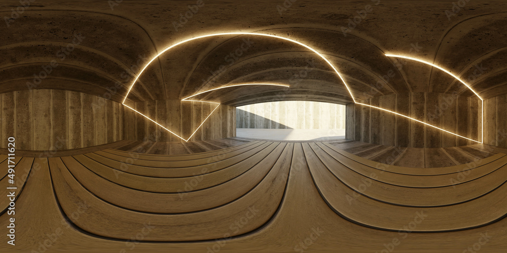 360 degree full panorama environment map of empty concrete industrial ...
