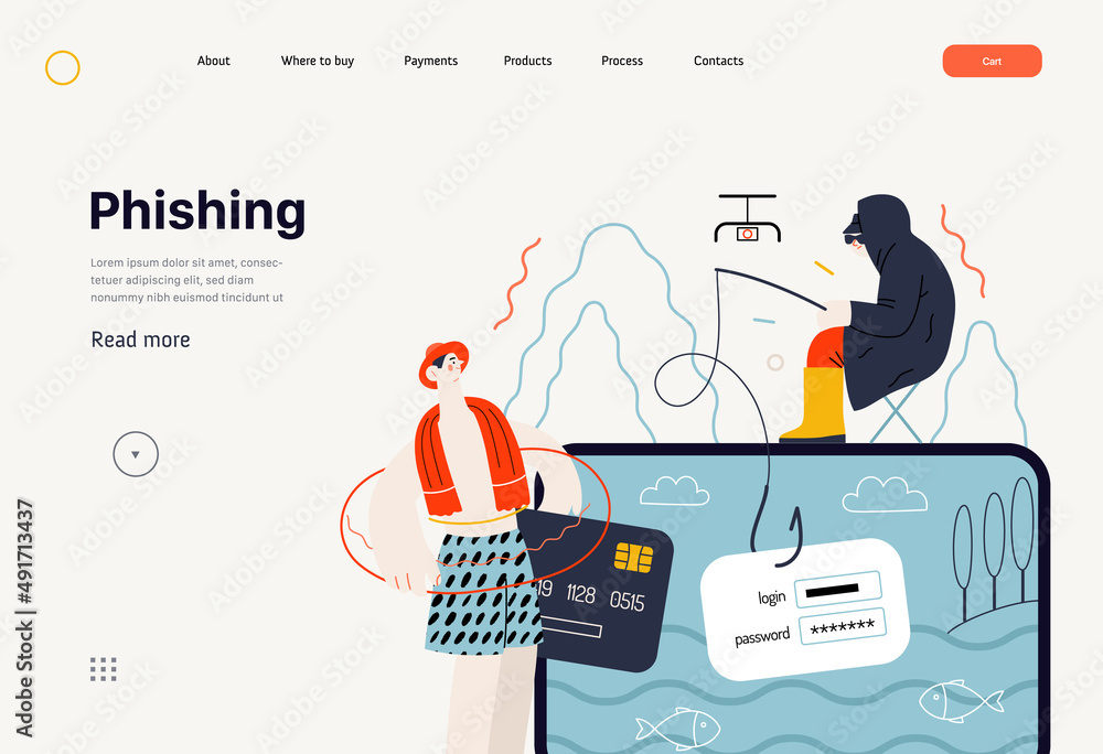 Technology Memphis - Phishing - flat vector concept digital ...