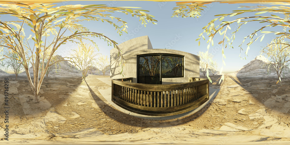 360 degree full panorama environment map of modern conrete building ...