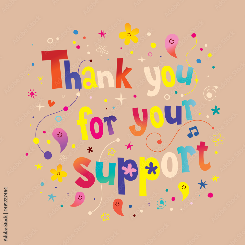 Thank you for your support - card with unique lettering Stock Vector ...