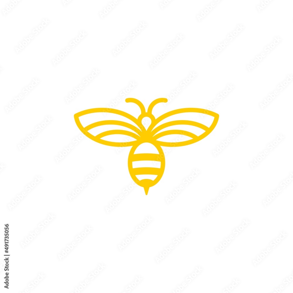 bee logo with line art inspiration Stock Vector | Adobe Stock