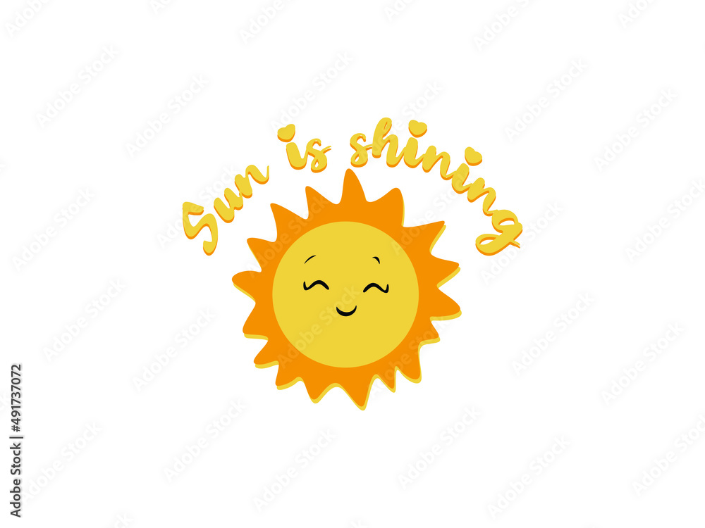 Cute Sun Vector illustration. Smiling sun with sunbeams cartoon ...