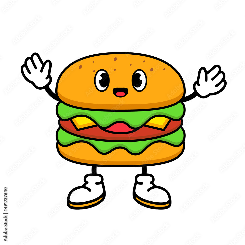 cute burger cartoon for children book Stock Vector | Adobe Stock