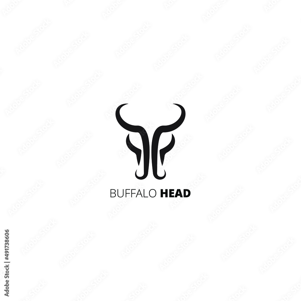 Buffalo head logo template design. This logo was created by combining a ...