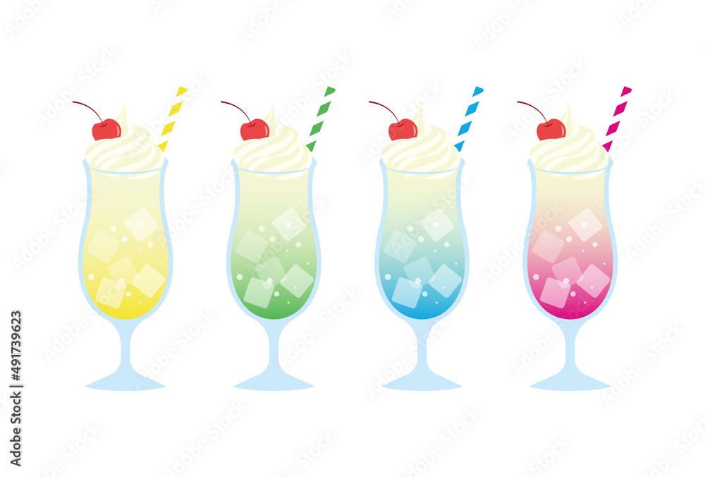 vector background with a set of ice cream float for banners, cards ...