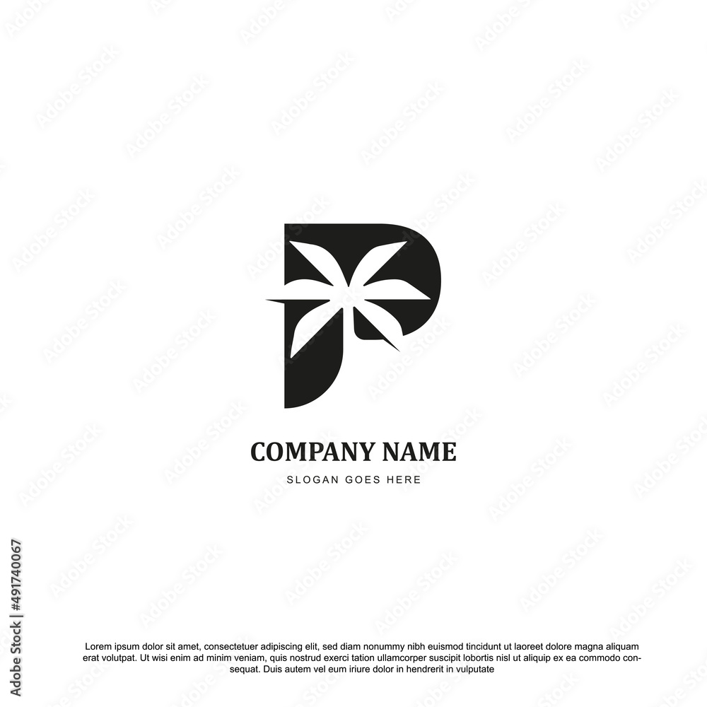 Letter P palm tree logo design Stock Vector | Adobe Stock