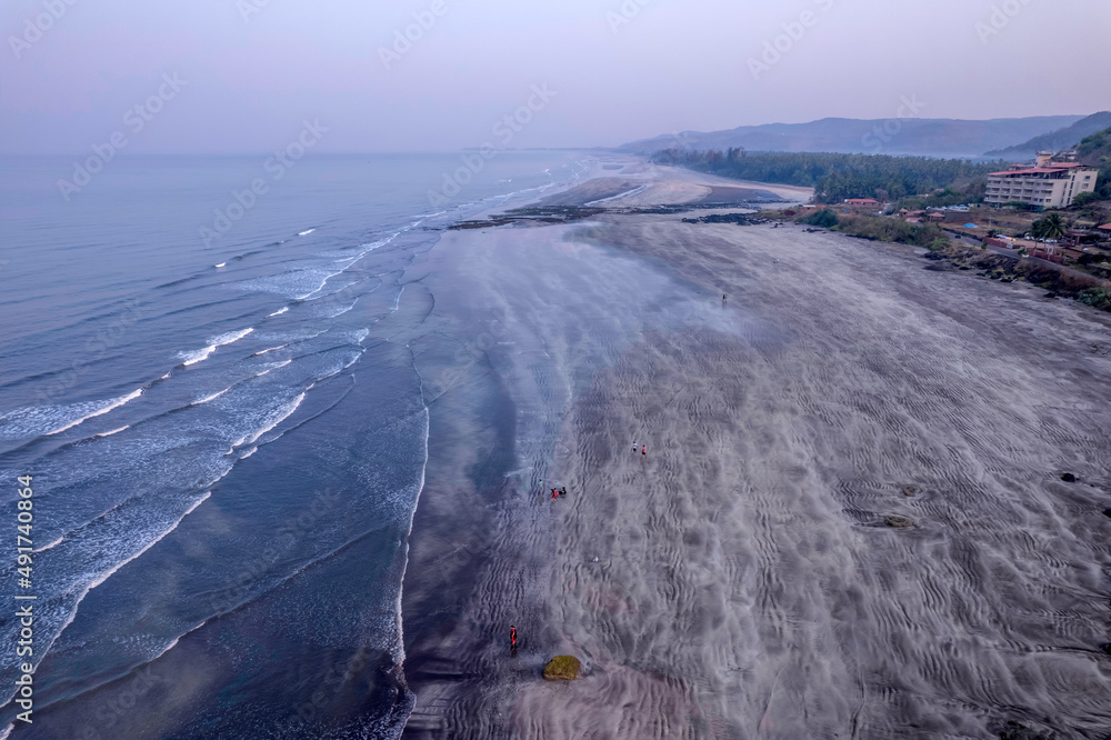 Aerial footage of Murud beach at Dapoli, located 200 kms from Pune on ...