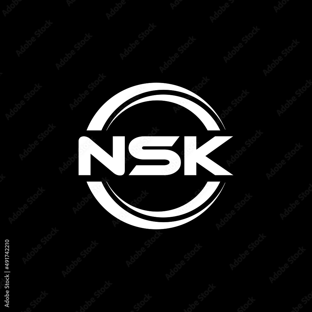 NSK letter logo design with black background in illustrator, vector ...