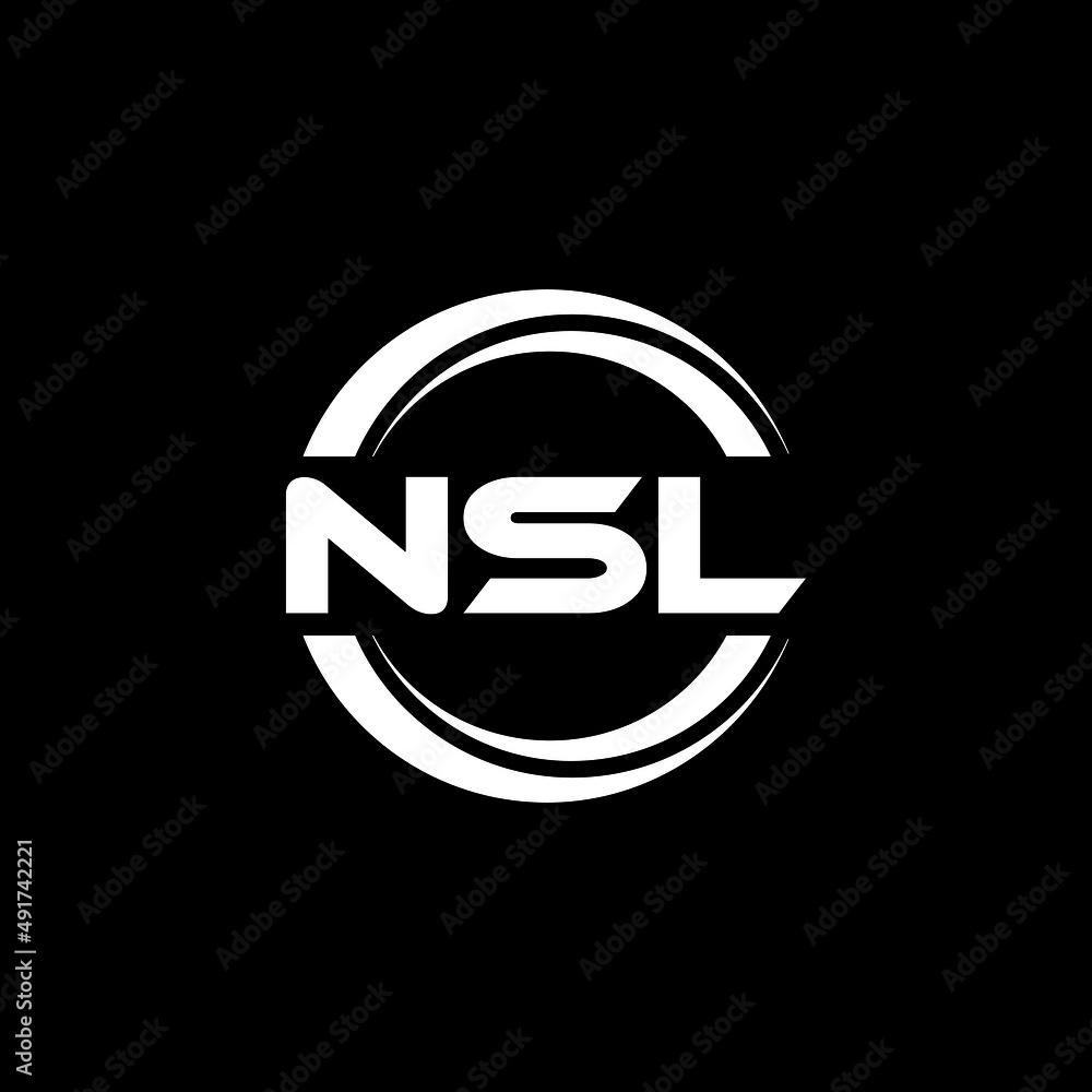 NSL letter logo design with black background in illustrator, vector ...