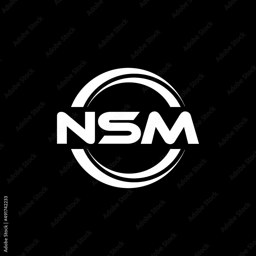 NSM letter logo design with black background in illustrator, vector ...