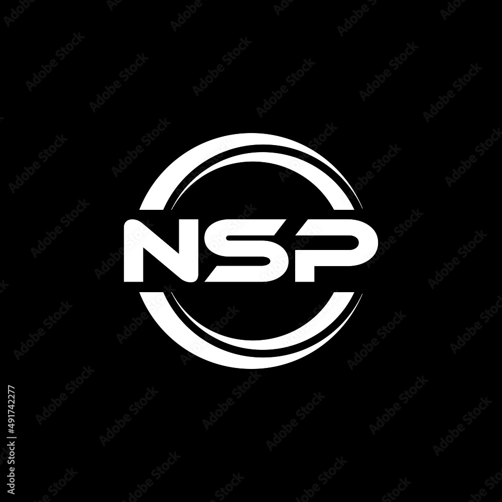 NSP letter logo design with black background in illustrator, vector ...
