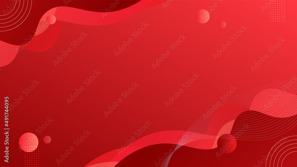 Red Memphis Background with Wave Lines and Gradient shapes Free Vector ...