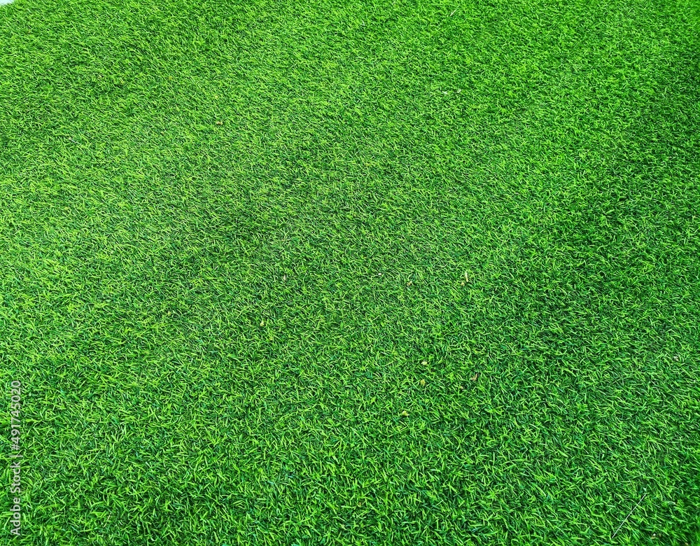 Field turf or artificial grass soccer field, green lawn background ...