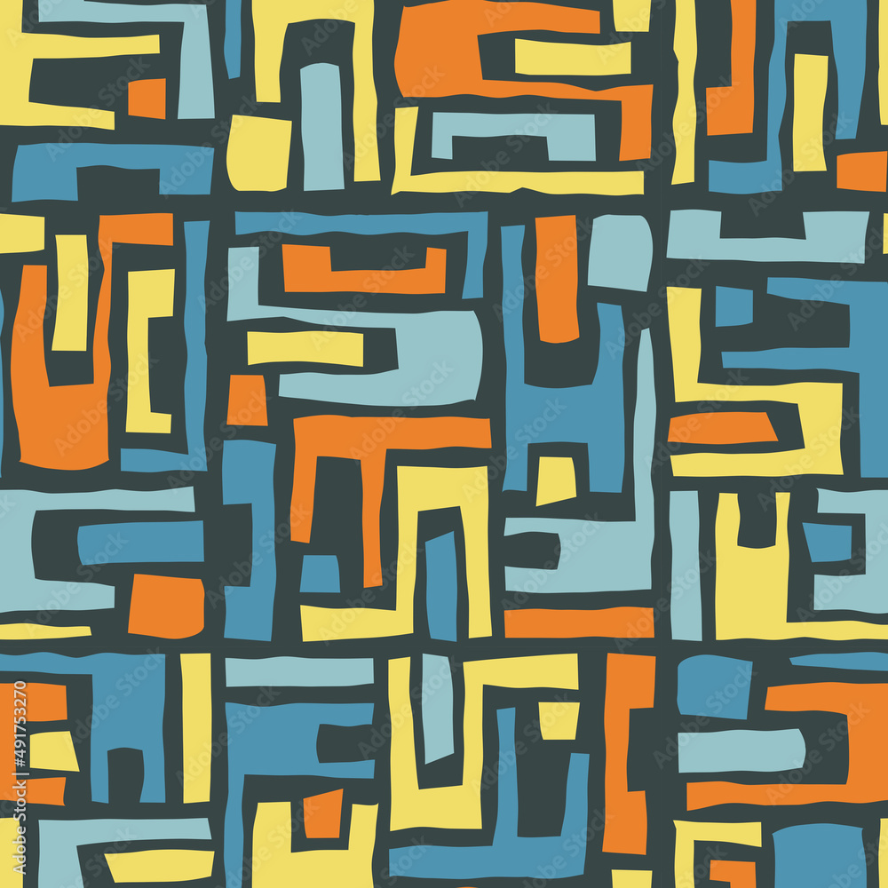 Seamless abstract mid century modern pattern. Retro design of geometric ...
