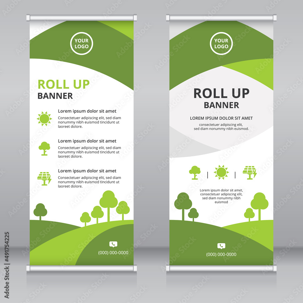 Modern roll up banner template for green industry, Standee template, X ...