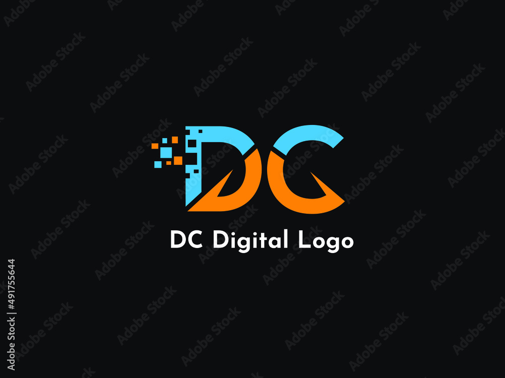 dc digital logo design vector icon. modern and minimal simple logo ...
