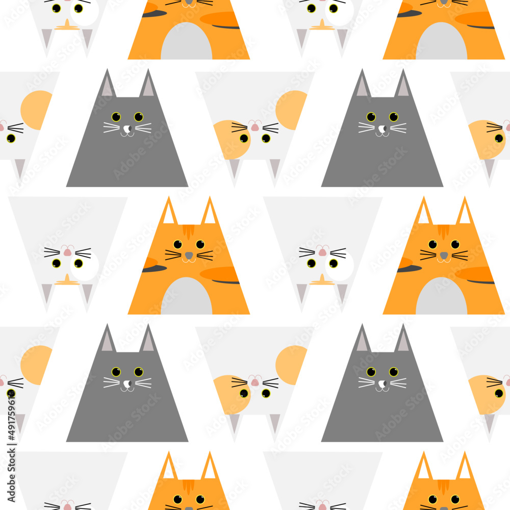 Seamless pattern background of cat on white background. Stock Vector ...