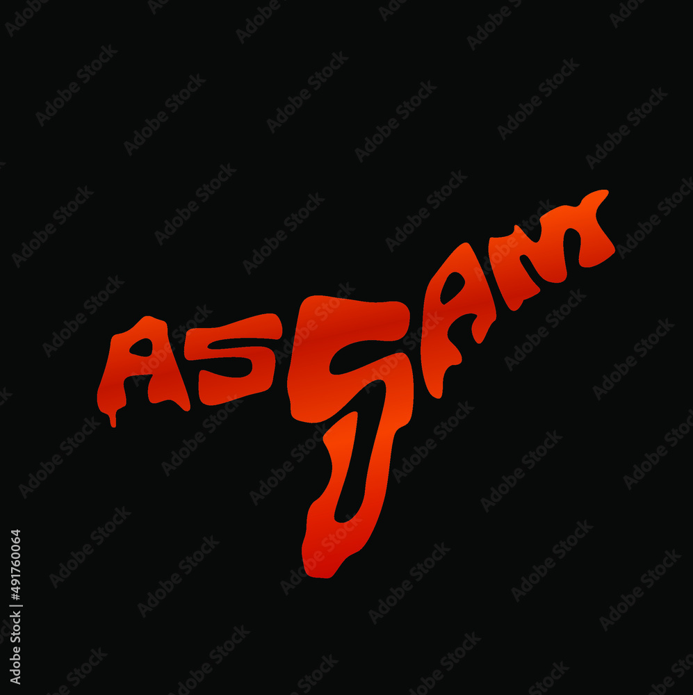 Assam map typography. Assam map in english lettering. Stock Vector ...
