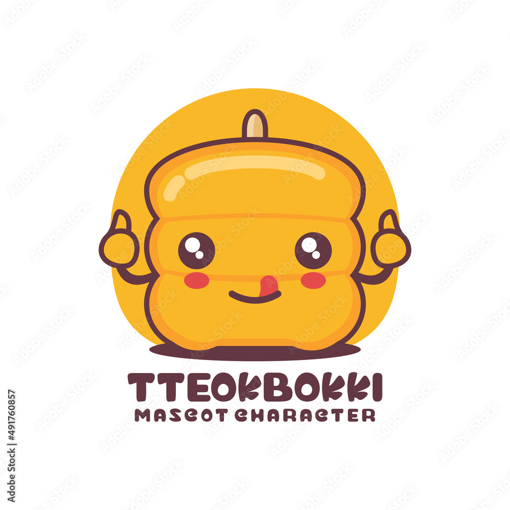 Cute Tteokbokki cartoon illustration, korean traditional food, suitable ...