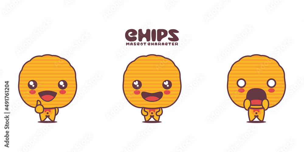 vector chips cartoon illustration, with different expressions Stock ...