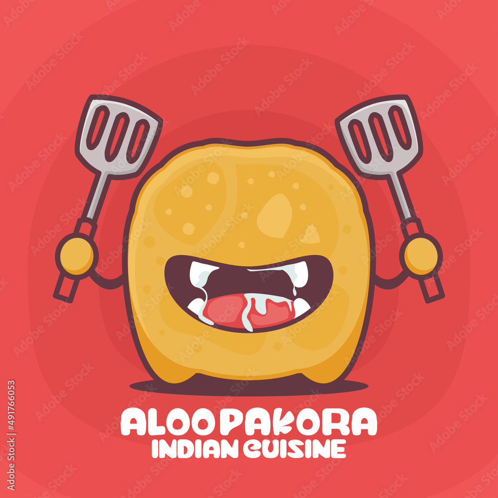 Aloo Pakora cartoon. vector illustration of traditional indian food ...