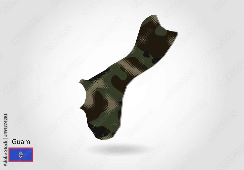 guam map with camouflage pattern, Forest - green texture in map ...
