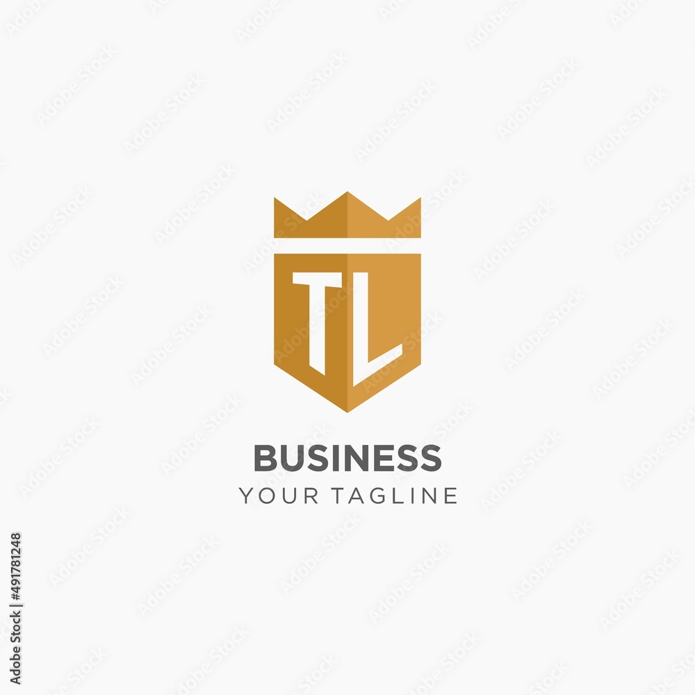 Monogram TL logo with geometric shield and crown, luxury elegant ...