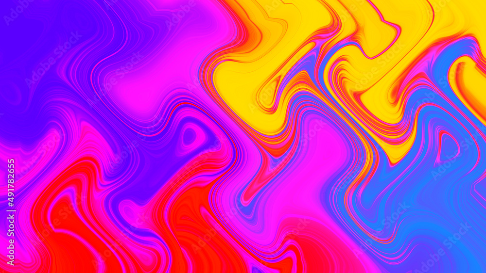 Psychedelic colored abstract background. Liquid flowing paint in colors ...