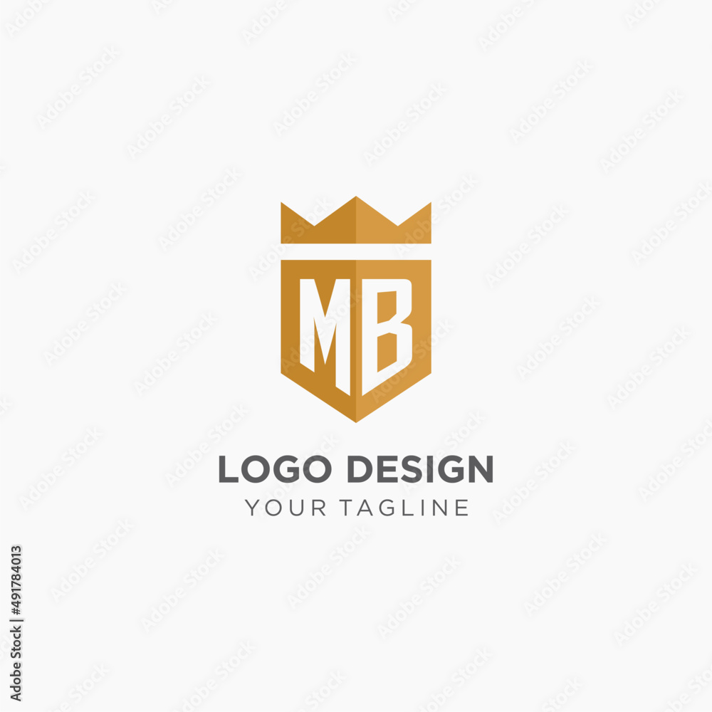 Monogram MB logo with geometric shield and crown, luxury elegant ...