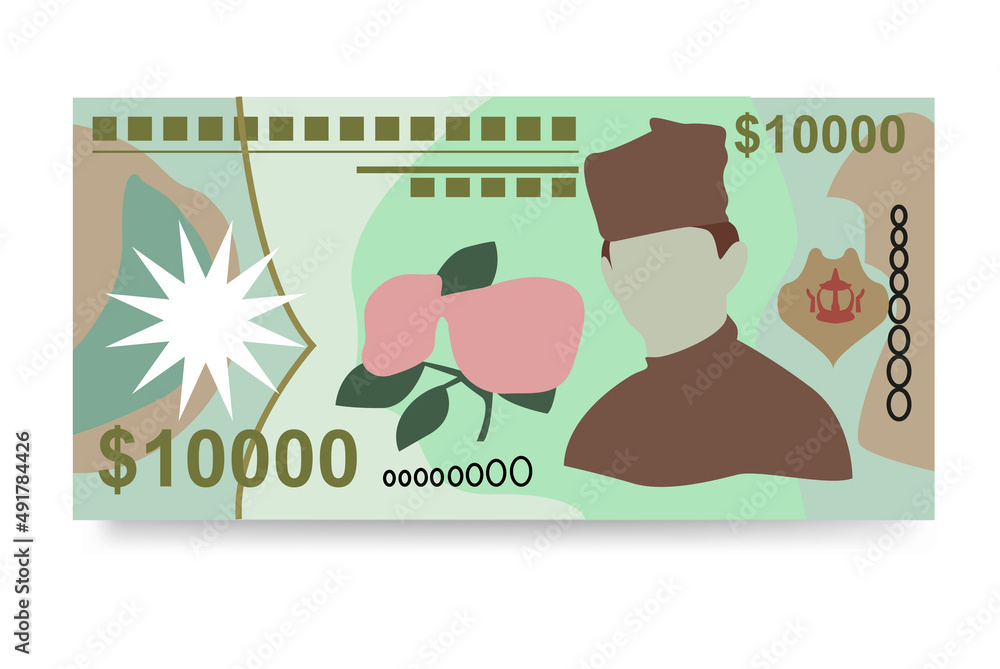 Brunei Dollar Vector Illustration. Brunei money set bundle banknotes ...