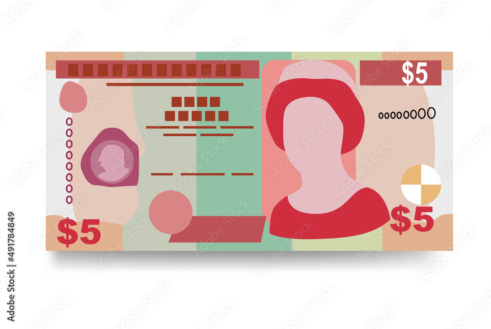 Belize Dollar Vector Illustration. Belizean money set bundle banknotes ...