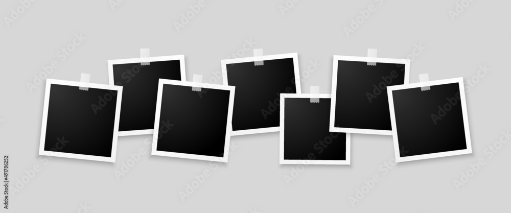 seven photo frames on transparent background design Stock Vector ...