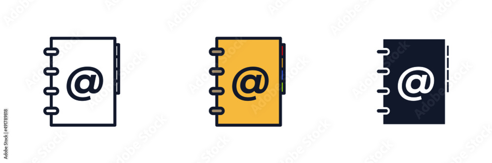 Contact Us Address Book icon symbol template for graphic and web design ...