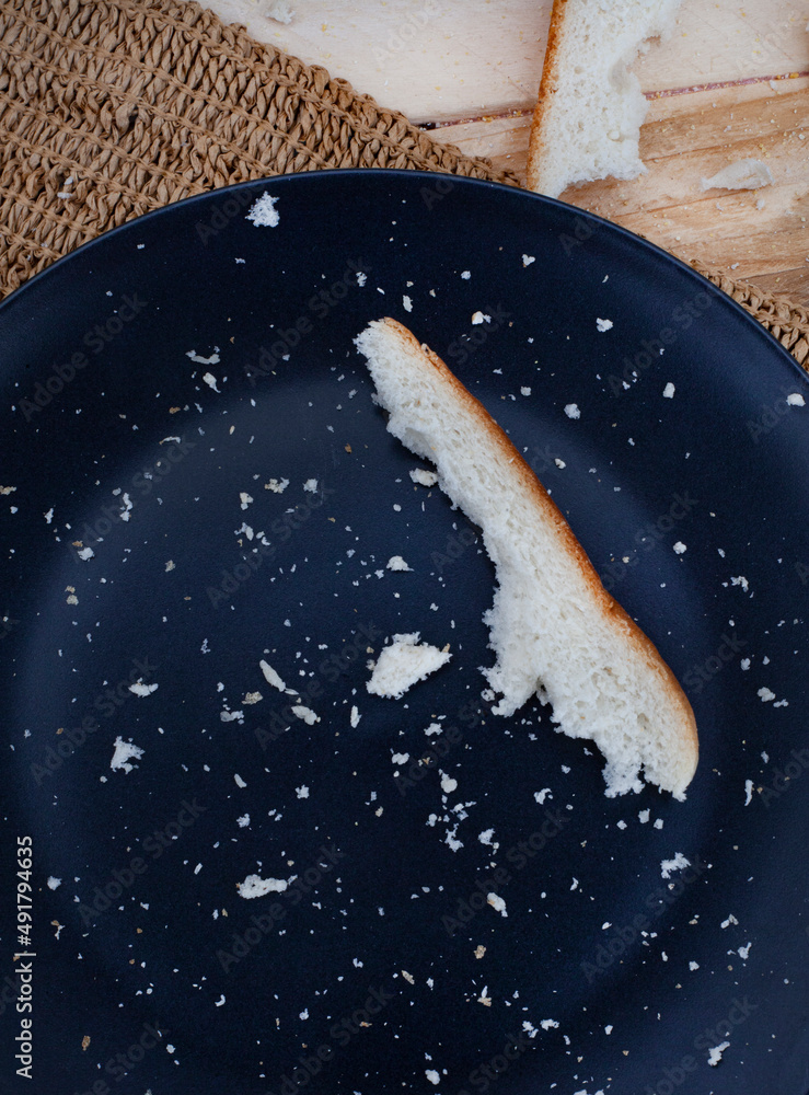 Crusts and crumbs of white bread slices as food security and shortages ...
