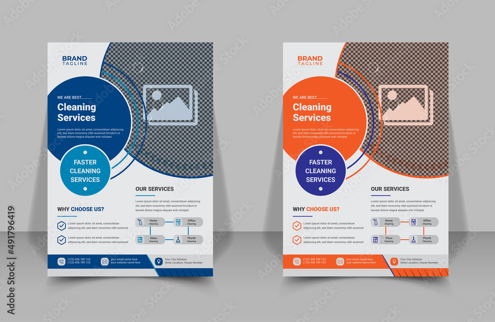 Cleaning service flyer template design set with cleaning service poster ...