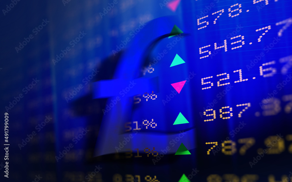 Stock Market Screen with Sterlin Sign Stock Illustration | Adobe Stock