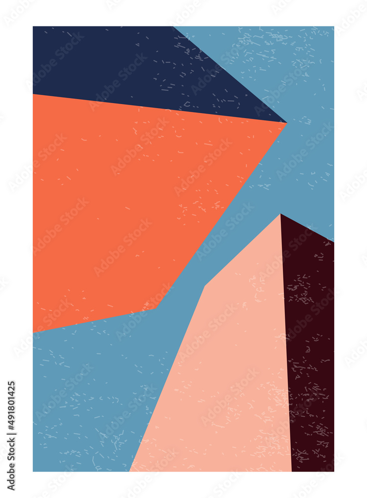 Contemporary aesthetic geometry architecture poster in mid century ...